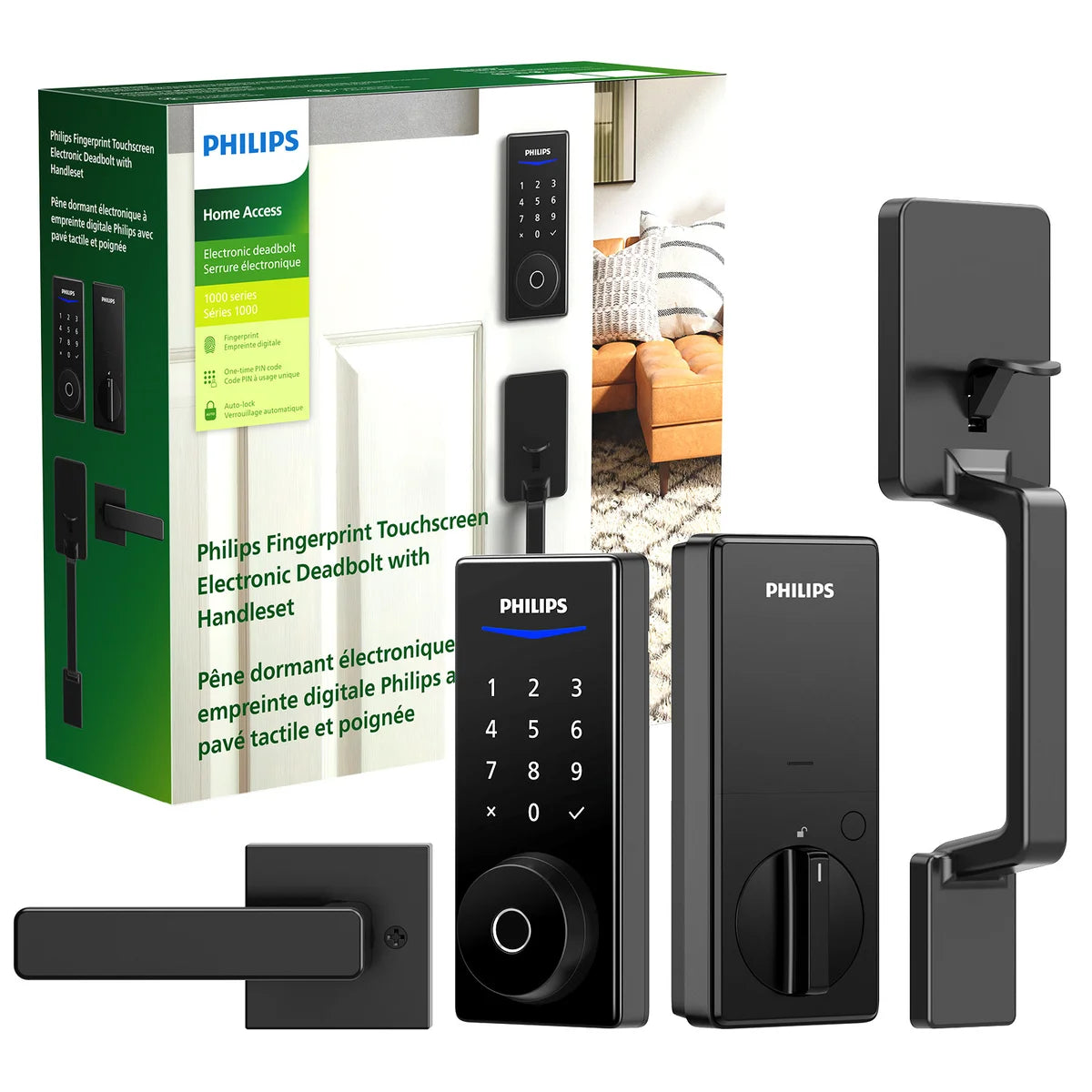 PHILIPS - 1000 Series Electronic Deadbolt Lock and Handle Set *Open Bo ...